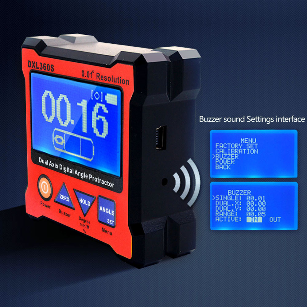 Jual DXL360S Dual Axis Digital Angle Protractor with 5 Side Magnetic Base High-precision Dual ...