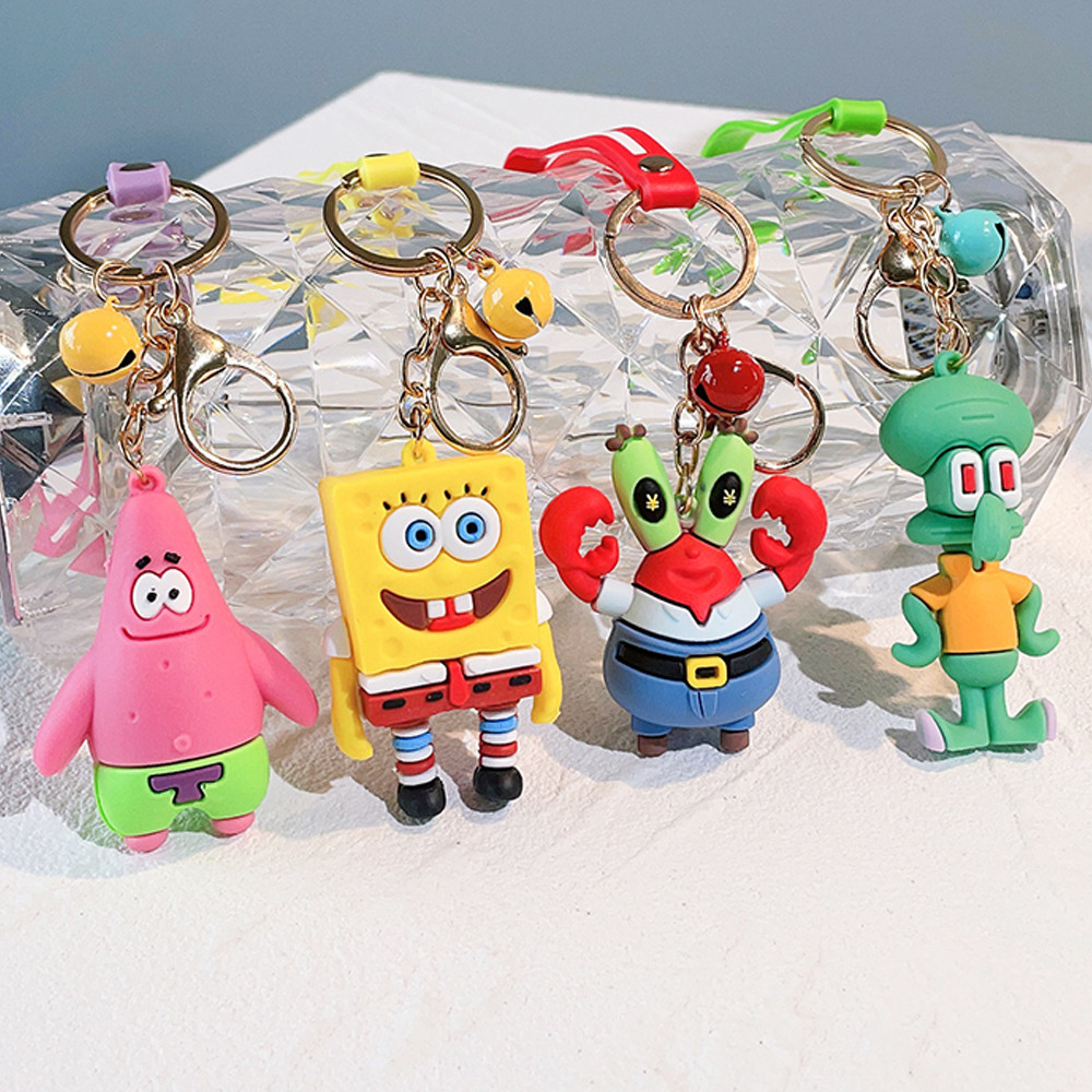 Jual Cartoon SpongeBob SquarePants Silicone Keychain Figure Patrick ...