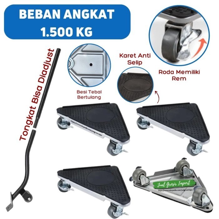 Jual ALAT ANGKAT DORONG PINDAH BARANG FURNITURE LEMARI BERAT RODA BESI ...