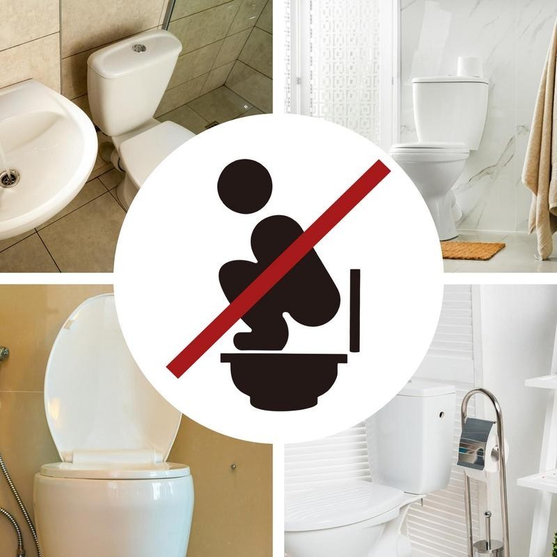 Jual New Toilet Wall Warning Sign No Squatting On The Toilet Waterproof ...