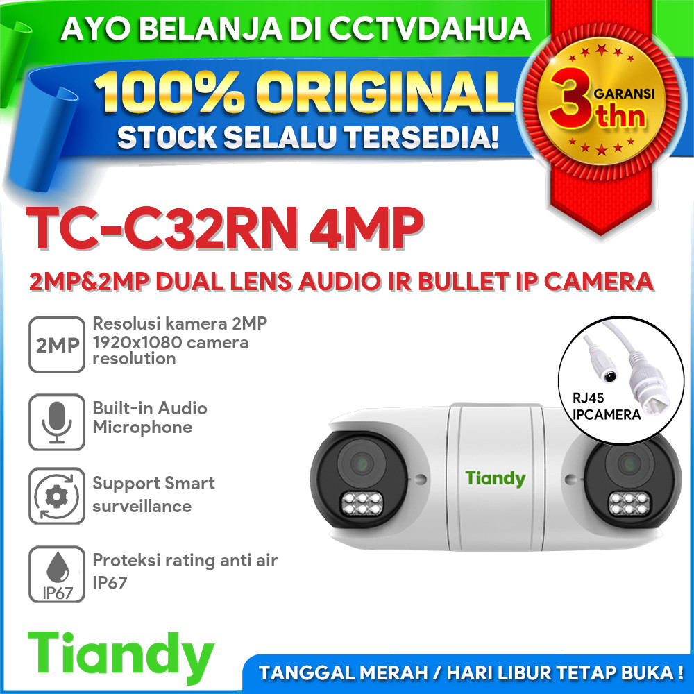 Jual TIANDY TC-C32RN-4MP 2MP&2MP DUAL LENS AUDIO IR BULLET IP CAMERA ...