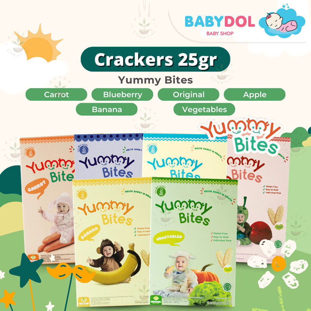 Jual BABYDOL Yummy Bites Rice Crackers 25 Gram Snack Bayi | Shopee ...