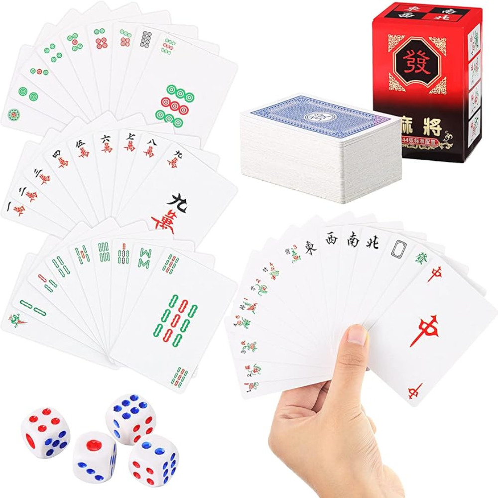 Jual Portable Mahjong 144 cards Mahjong Chinese Cards Game Travel set ...