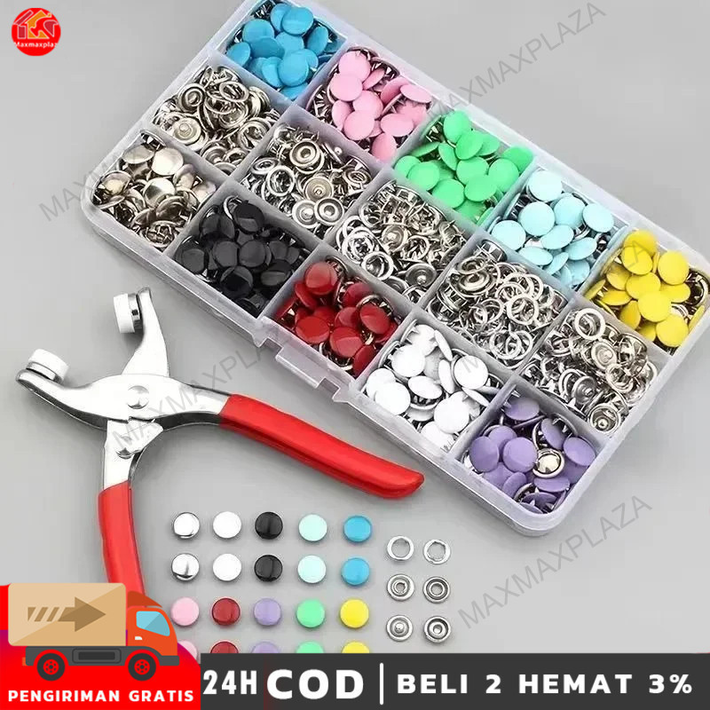 Jual 200/100 Pcs Tang Alat Pasang Press Kancing Jepret Cetet Anti Karat ...