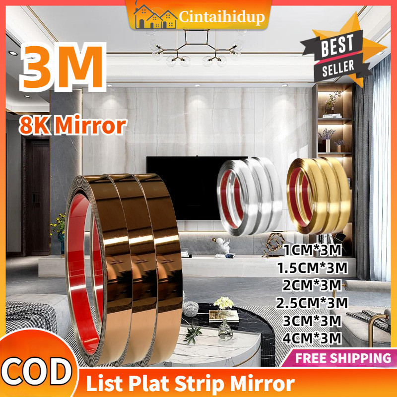 Jual 3M List Plat Strip Mirror - Stiker Dekorasi Lantai Keramik /List ...