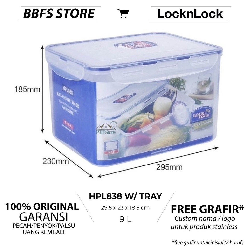 Jual Lock n Lock Food Container HPL838 9L with Tray wadah makanan ...