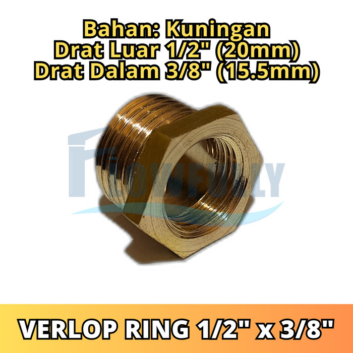 Jual VERLOP RING KUNINGAN 1/2 x 3/8 INCH VLOK RING DRAT LUAR DALAM ...