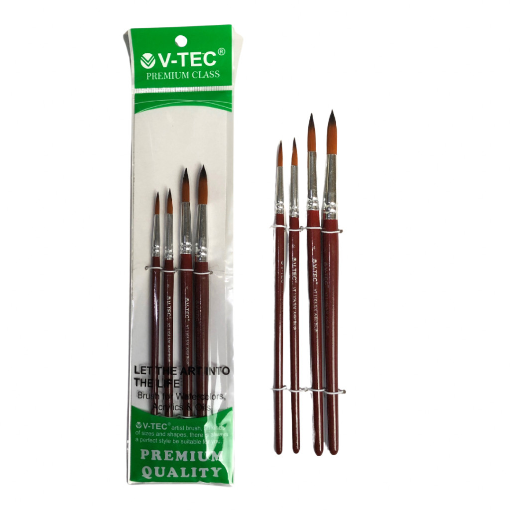 Jual Kuas Lukis V-TEC VT1106 Brush Premium Class Set 4 Dengan Berbagai ...