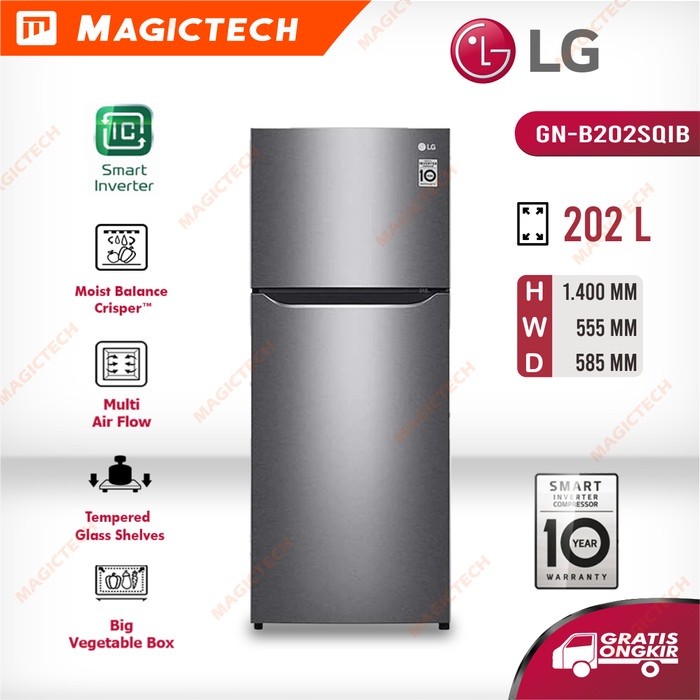 Jual KULKAS LG 2 PINTU GN-B202SQIB SMART INVERTER 202L | Shopee Indonesia