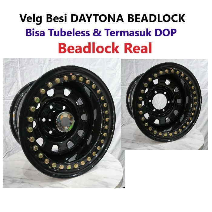 Jual Velg Daytona Beadlock 16x10 6H 139.7 et-44 BLACK Ring 16 R16 Lebar ...