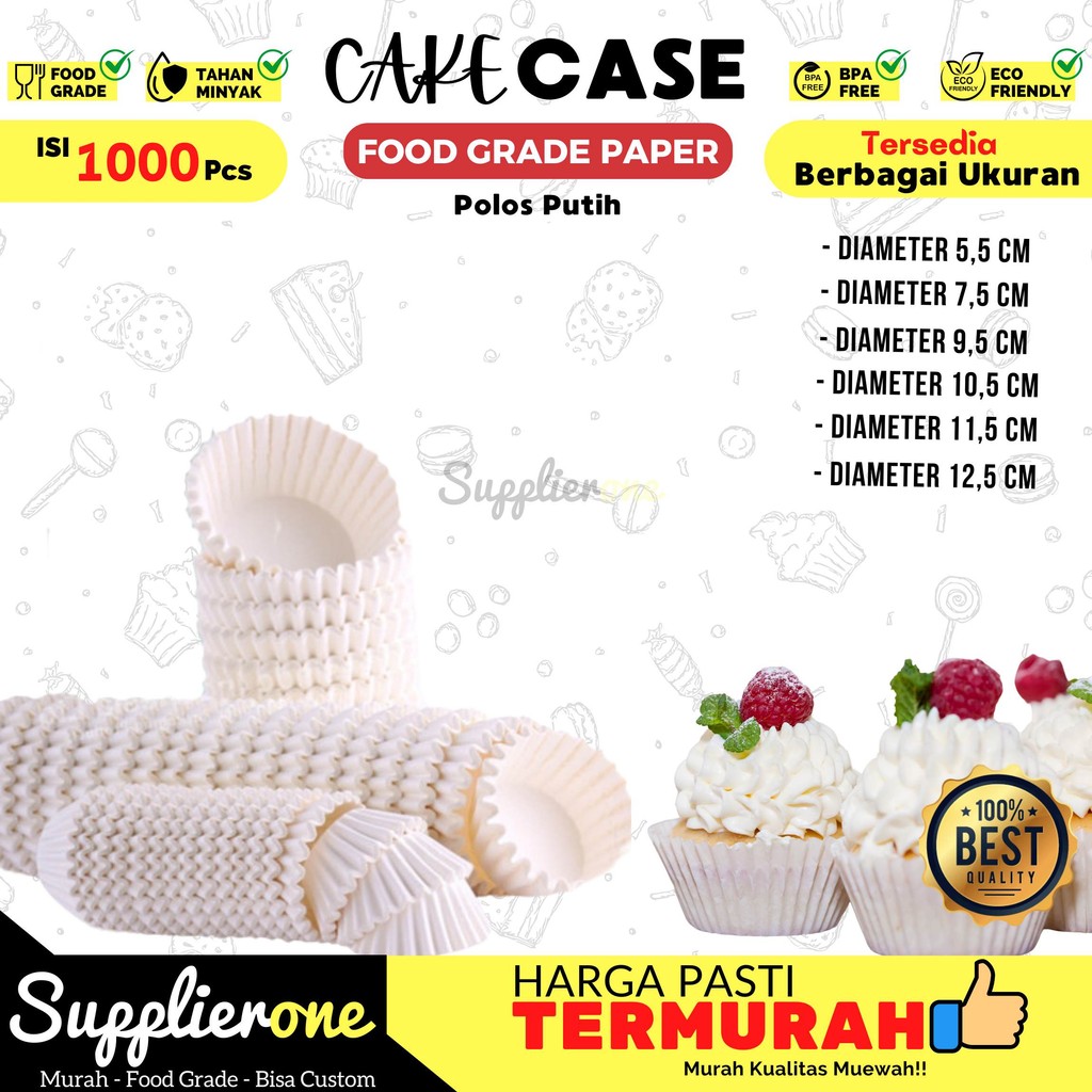 Jual Cake Case Putih Berbagai Ukuran / Kertas Kue Cupcake Putih Isi ...
