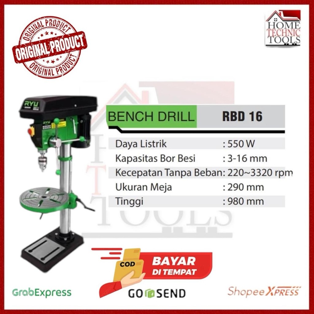 Jual RYU MESIN BOR DUDUK 16mm RBD16 BENCH DRILL 16mm / BENCH DRILL ...