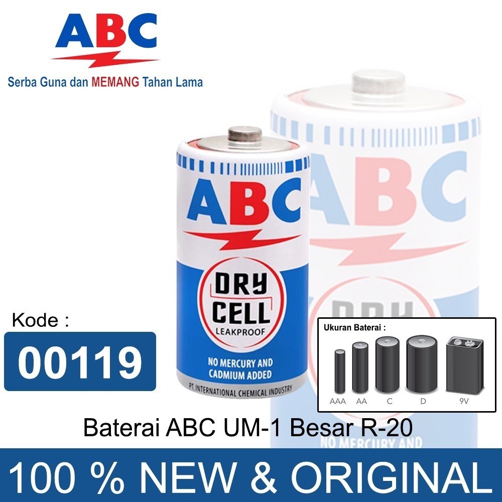 Jual Baterai ABC BIRU R20 Ukuran Besar Batre R20 Battery Biru 1.5V ...