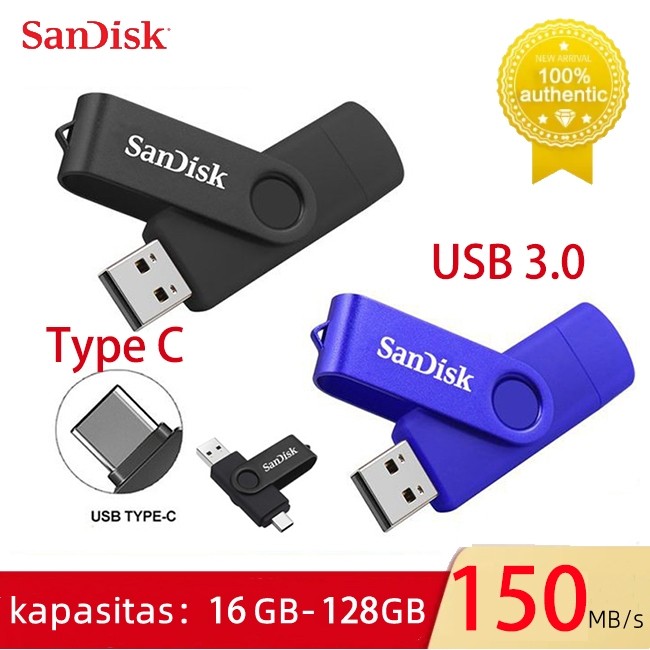 Jual Flashdisk 32GB/64GB/128GB Ultra Dual Drive GO OTG USB Type-C ...