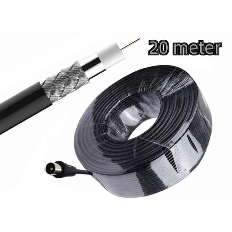 Jual Kabel Antena Parabola CCTV F to F 20m 20meter + 2 Konektor Tembaga Asli RG6U Kabel Tv ...