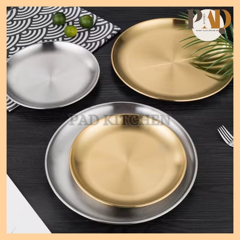 Jual Nampan Sultan Aesthetic [Diameter 26CM] - Piring Saji Emas Baja ...