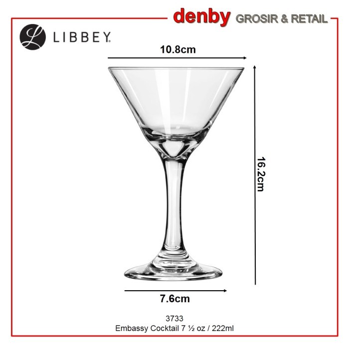 Jual Libbey 3733 Gelas Glass Wine Beer Embassy Martini 222ml | Shopee Indonesia