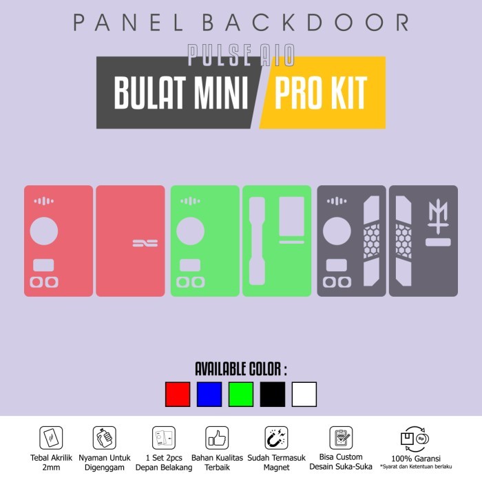 Jual Panel Backdoor Pulse Aio Bulat Mini/Pro Akrilik Warna 2mm - Multi ...