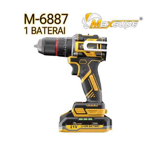 Jual Cordless Hammer Driver MAXSUPE M6887 BRUSHLESS 13MM 20V Mesin Bor ...