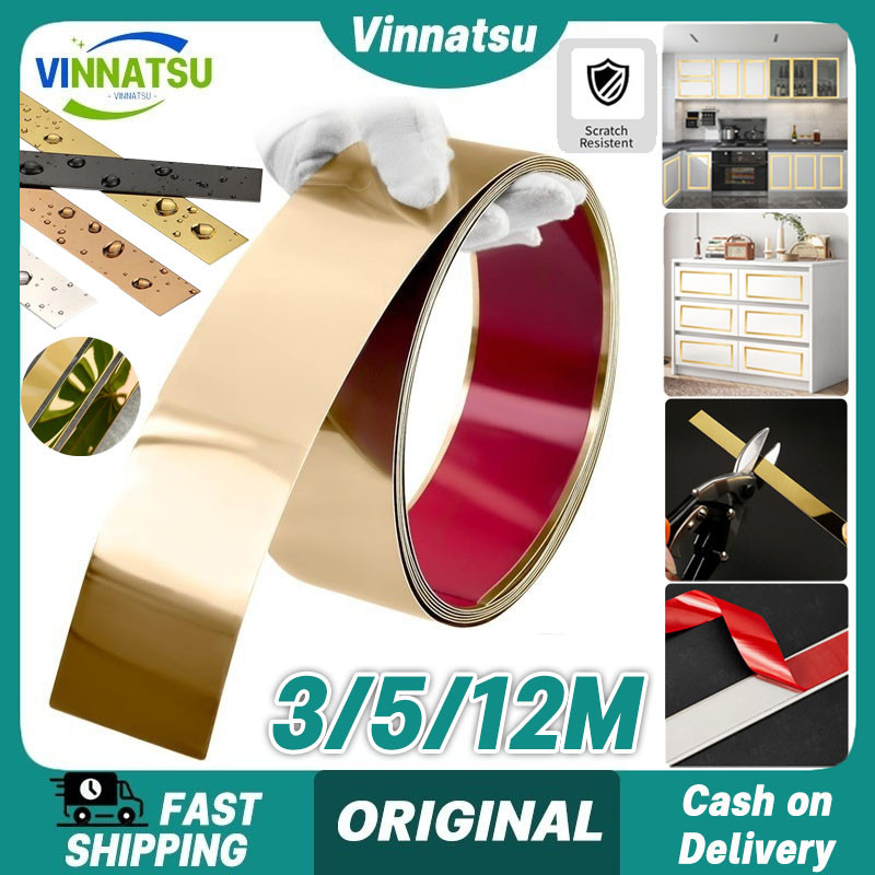 Jual Vinnatsu 3/5/12M List Plat Strip Mirror Gold Sticker Pembatas Nat ...