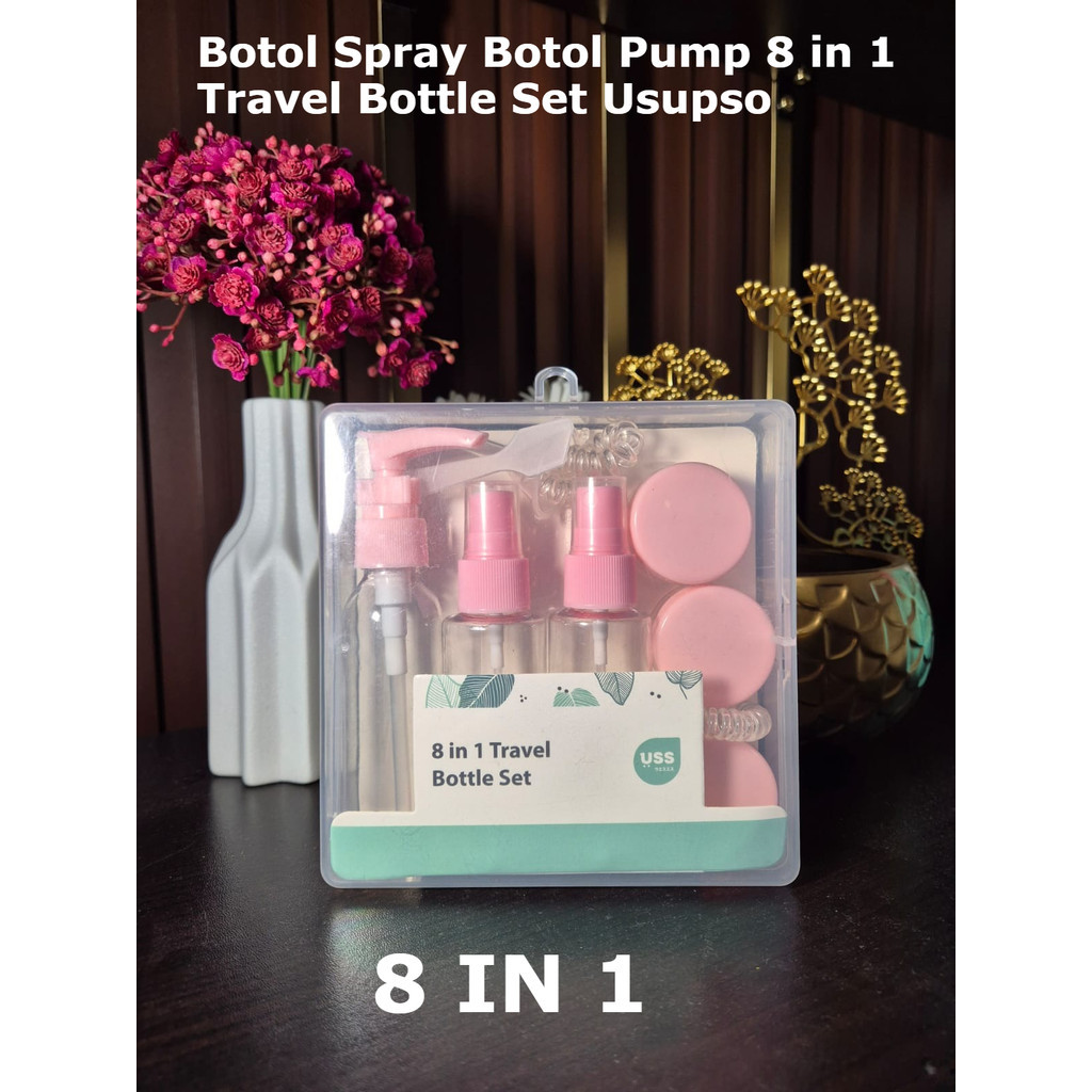 Jual [DARU] Botol Spray Botol Pump 8 in 1 Travel Bottle Set USUPSO ...