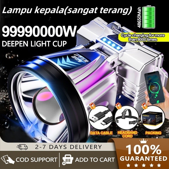 Jual Headlamp LED Outdoor 500W Senter Kepala Super Terang 5000 Lumen ...