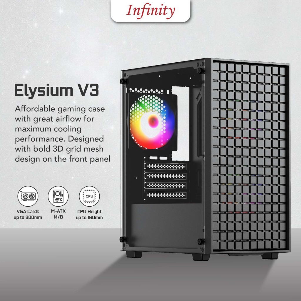 Jual Casing Infinity Elysium V3 mATX PC CASE Include 3 FAN | Shopee ...