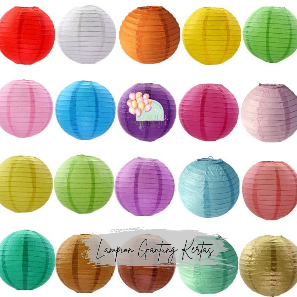 Jual LAMPION GANTUNG KERTAS BULAT POLOS LAMPION PESTA IMLEK WARNA WARNI ...