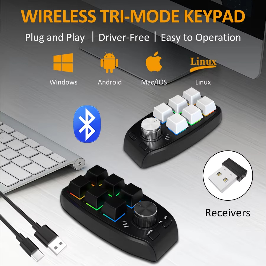 Jual 6 Keys 1 Knob Macro Mechanical Keyboard USB Mini RGB Gaming Custom ...