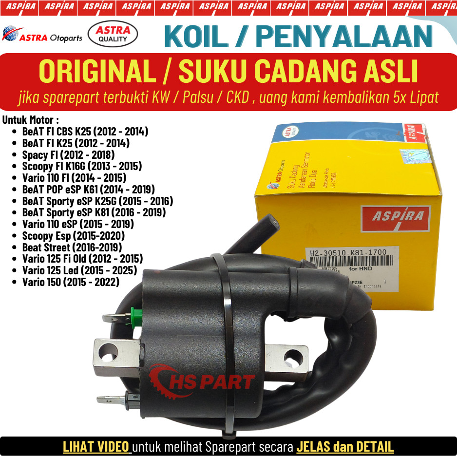Jual Koil Coil Ignition Pengapian Beat Fi Esp POP Street Stater Halus ...