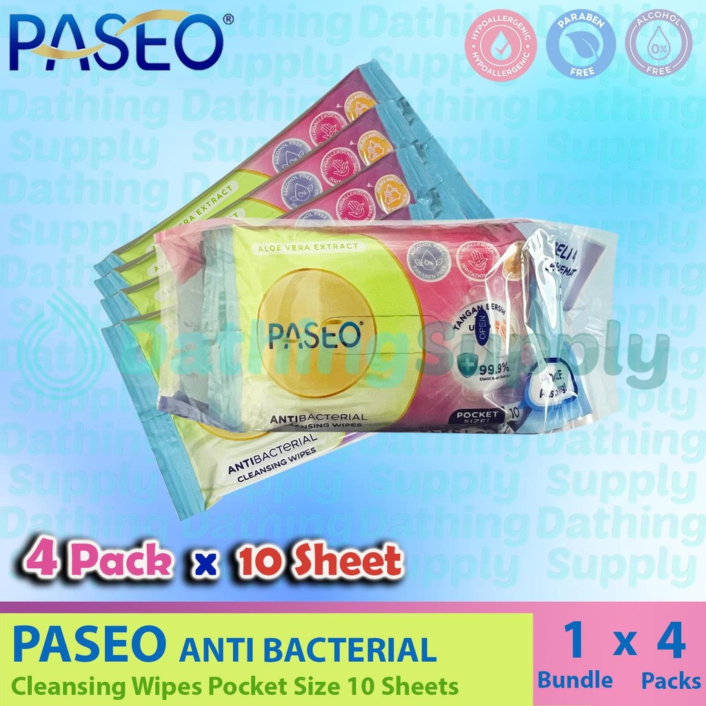 Jual ( PAKET 1 Bundle ) Tissue PASEO Anti Bacterial Cleansing Wipes ...