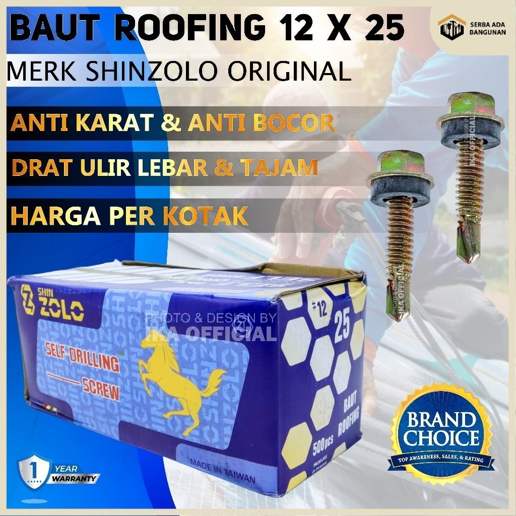 Jual SAB BAUT ROOFING ZOLO 12 x 25 / Baut Rofing ( 2,5 cm ) / Baut Atap ...