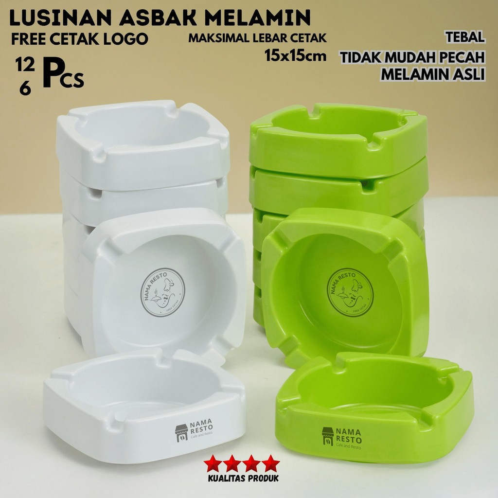 Jual Asbak Kotak Melamin Bulat Lusin 6/12pcs + FREE Cetak Logo | Asbak ...