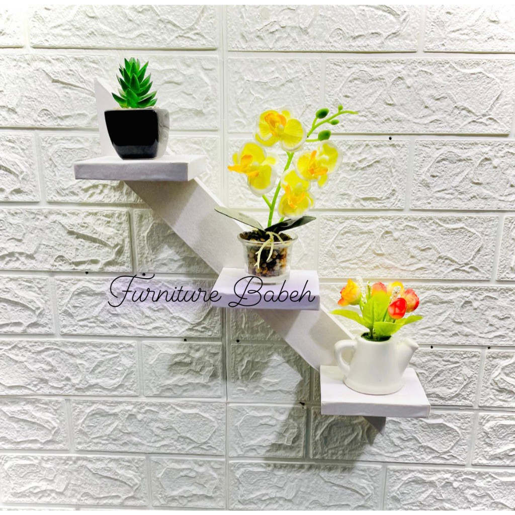 Jual Furniture rak bunga,rak tempel dinding model tangga 3 susun,rak ...