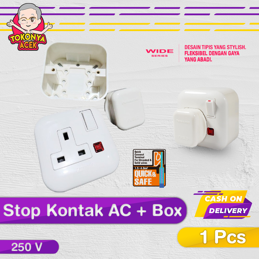 Jual PANASONIC STOP KONTAK AC KOMPLIT SET WHITE WBJ1214W-3K | Shopee ...