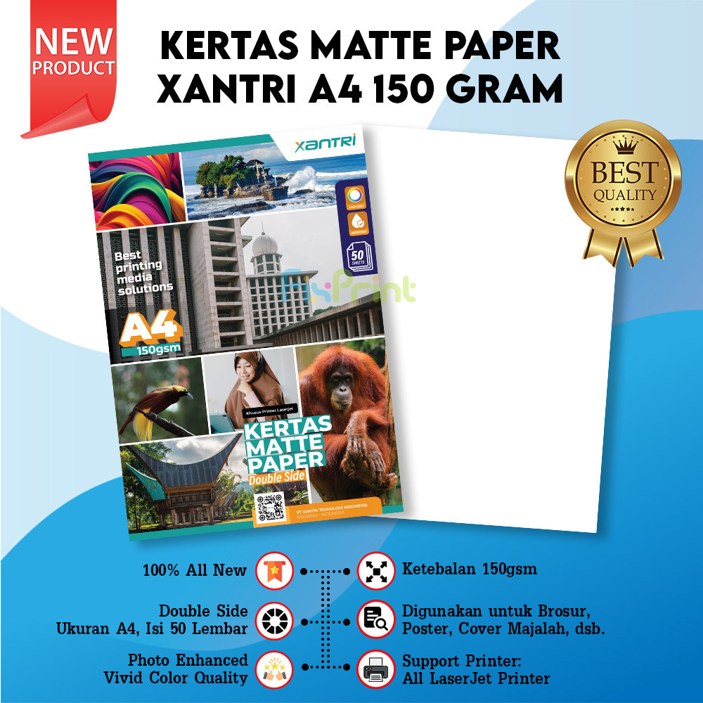 Jual Kertas Matte A4 150gsm 1 pack/ 50 Lembar Paper Double Side ...