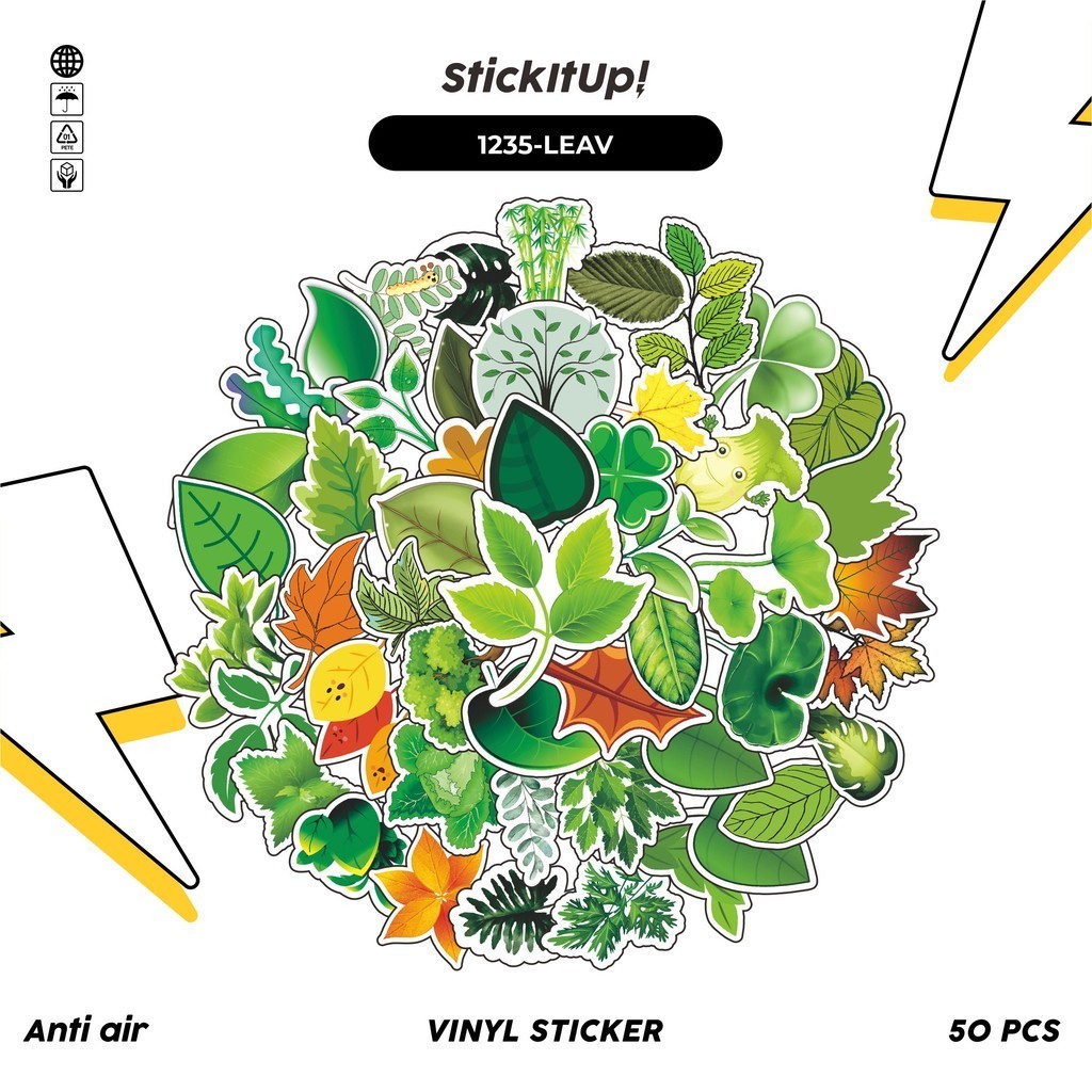 Jual COD 100 Pcs Stiker Daun dan Bunga Lucu Aesthetic Vynil Waterproof ...