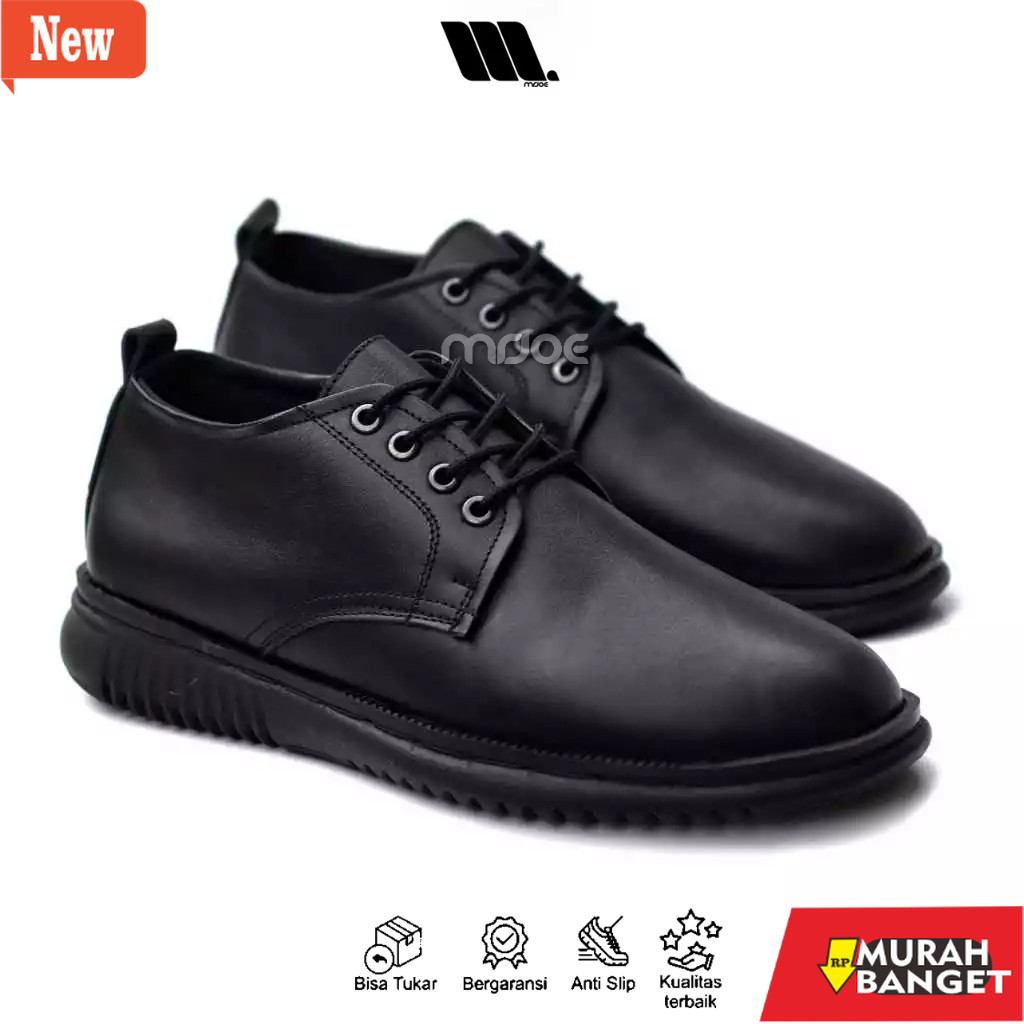 Jual Sepatu casual cowok kekinian yg lagi viral- MRJOE - Sepatu Oxford Full Black Sepatu ...