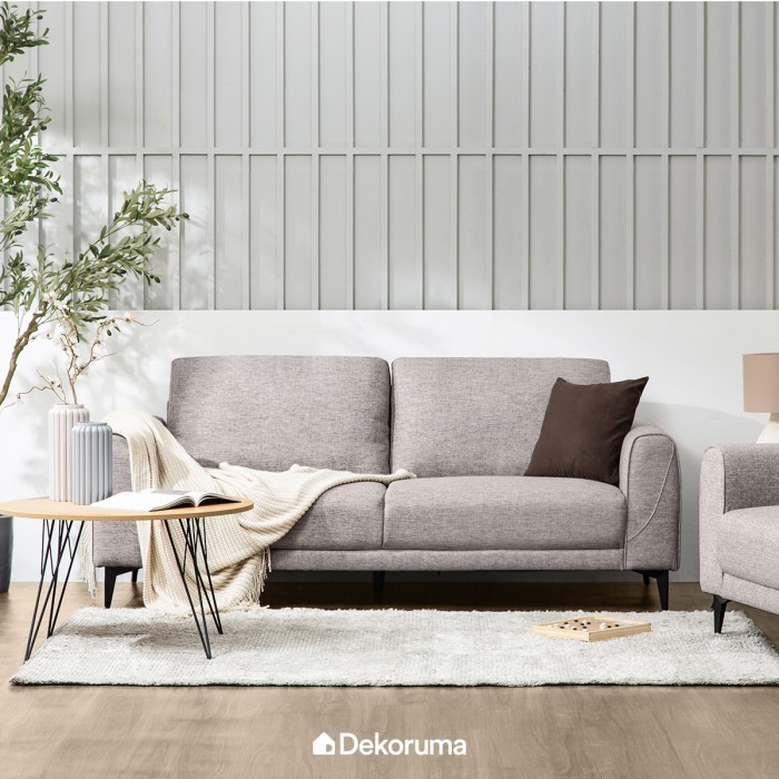 Jual Dekoruma MIKIO Sofa Tamu Minimalis 3 Dudukan / Sofa 3 Seater - Abu ...