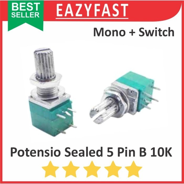 Jual Potensiometer Sealed Saklar Switch B10K 10K B 10 K Ohm 5P 5 P Pin ...