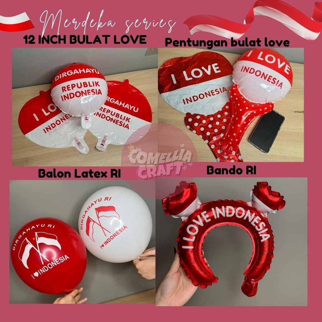 Jual Balon Foil Pentungan | 12 inch Love Bulat Bando Kemerdekaan ...