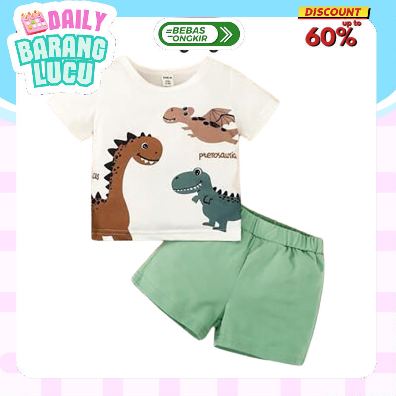 Jual Baju Setelan Anak Laki Laki Motif Dino Lucu Setelan Pendek Casual Usia 3 Tahun YT002G ...