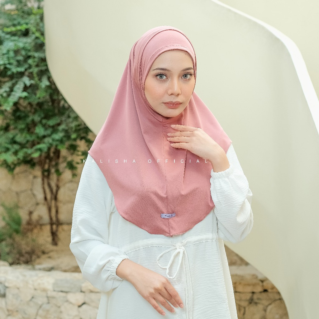 Jual Jilbab Bergo Non Pet Tali Hijab Instan Malay 2 Layer Jersey Premium Zayna | Shopee Indonesia