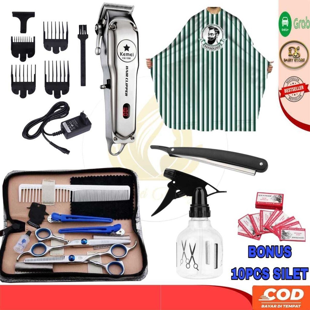 Jual [COD] Paket Alat Cukur Rambut Elektrik Kemei 1996 Profesional Barbershop Gunting Rambut ...