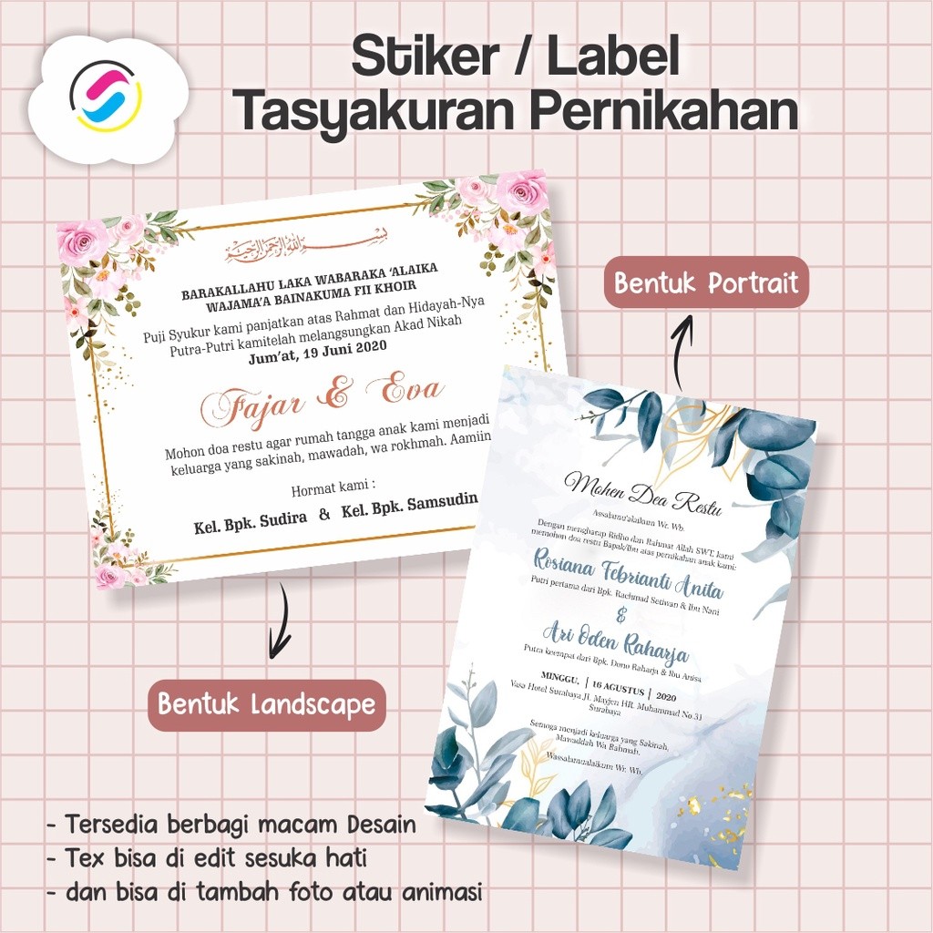 Jual Stiker ucapan syukur / Tasyakuran pernikahan / Mohon doa restu pernikahan, wedding nasi ...
