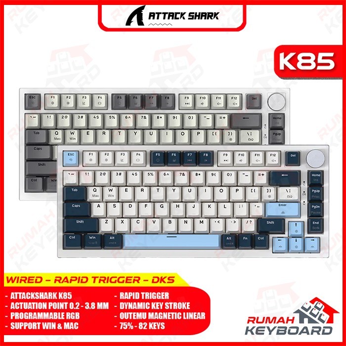 Jual ATTACK SHARK - K85 - 75% - Magnetic- Rapid Trigger - RGB - Mechanical Keyboard | Shopee ...