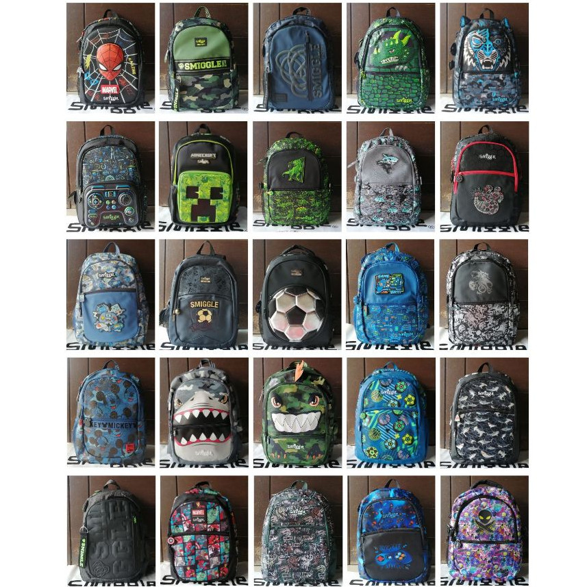 Jual Smiggle Backpack classic / foldover tas sekolah SD cowok dino game ...