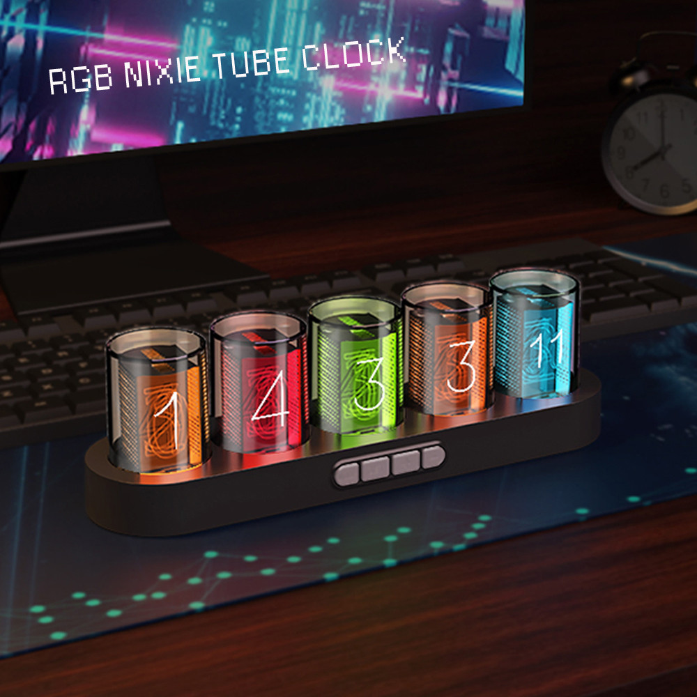 Jual Colorful RGB Lights LED Nixie Tube Clock for Game Room Desktop ...