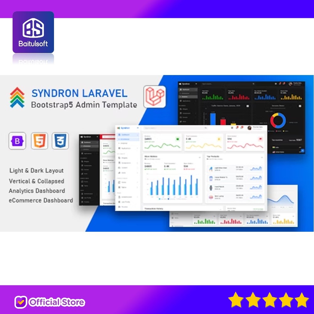 Jual SYNDRON - LARAVEL 8 + BOOTSTRAP 5 ADMIN TEMPLATE | Shopee Indonesia
