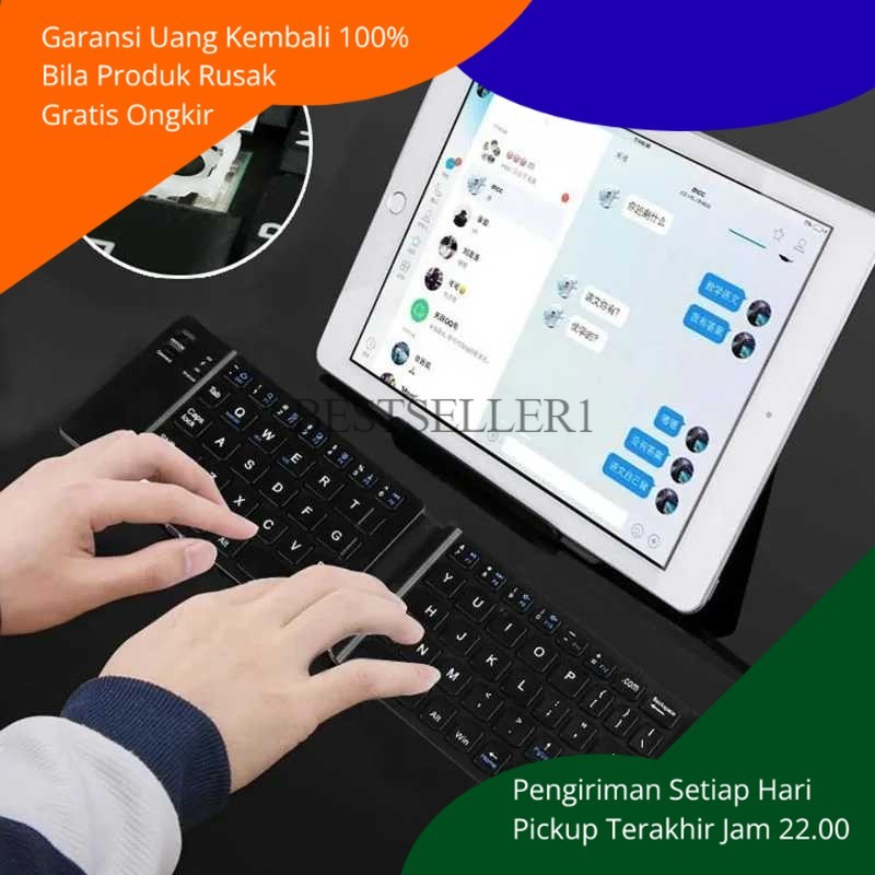 Jual BS Wireless Bluetooth Keyboard Portable Lipat Folding Support IOS ...